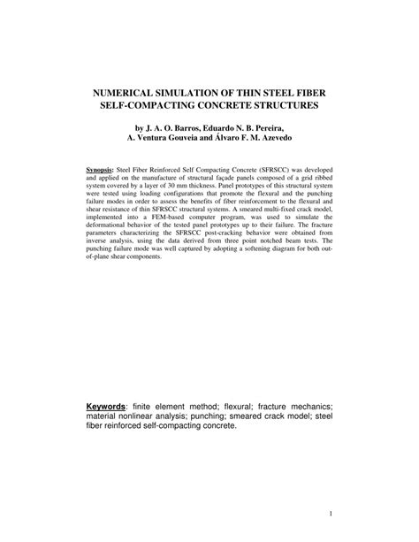 Pdf Numerical Simulation Of Thin Steel Fiber Self Compacting Concrete