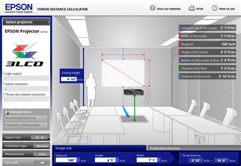 Projector Distance Calculator Abm Data Systems