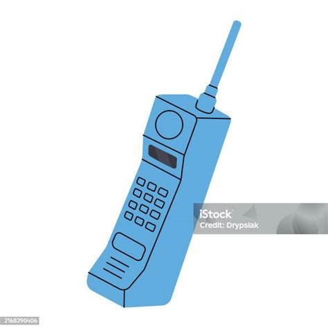 구식 휴대 전화 복고풍 통신 가제트 벡터 일러스트 레이 션 Brand Name Smart Phone에 대한 스톡 벡터 아트 및 기타 이미지 Brand Name Smart