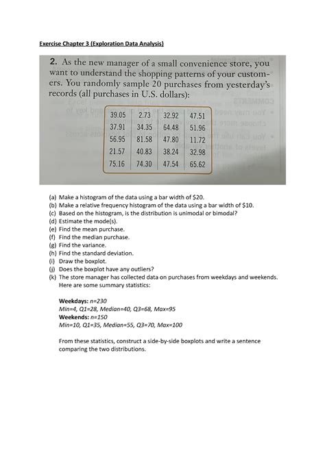 Exercise Chapter 3 With Answers Exercise Chapter 3 Exploration Data Analysis A Make A