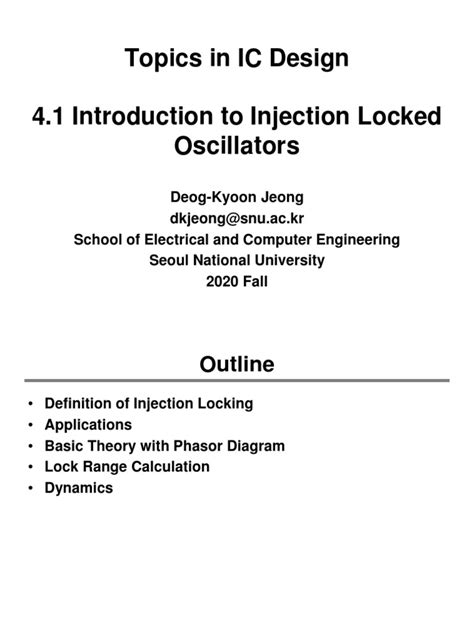 Lec 4 Injection Locked Oscillators Pdf Electronic Oscillator Periodic Phenomena