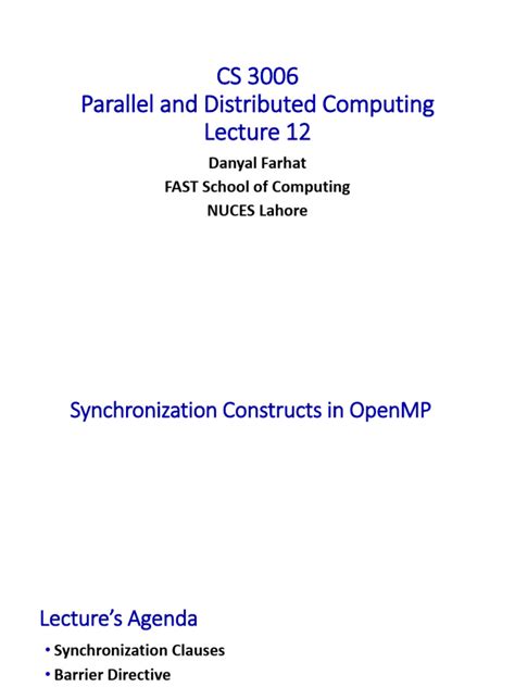 Lecture 12 Synchronization Constructs In Openmp Pdf Thread Computing Computer Architecture