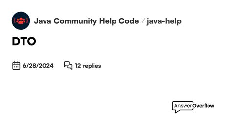 Dto Java Community Help Code Learn