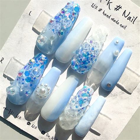 머메이드 글리터 수제네일팁 반영구네일팁 인조손톱 붙히는네일 일회용네일 핸드메이드네일팁 셀프네일 에이블리