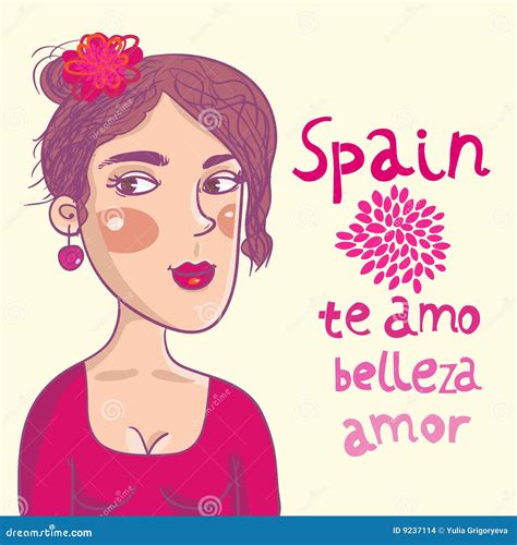 Spanish Girl In Traditional Dress Vector Illustration Cartoondealer