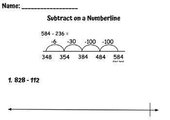 Digit Subtraction On A Number Line By TeachLoveInspirebabes