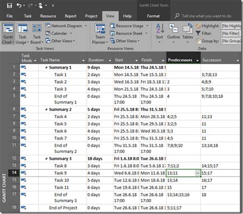 Predecessors Successors And Task Form In Ms Project 2016 Nenad