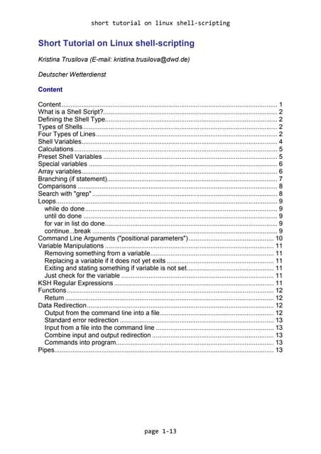 Basic Shell Scripting Syntex Pdf