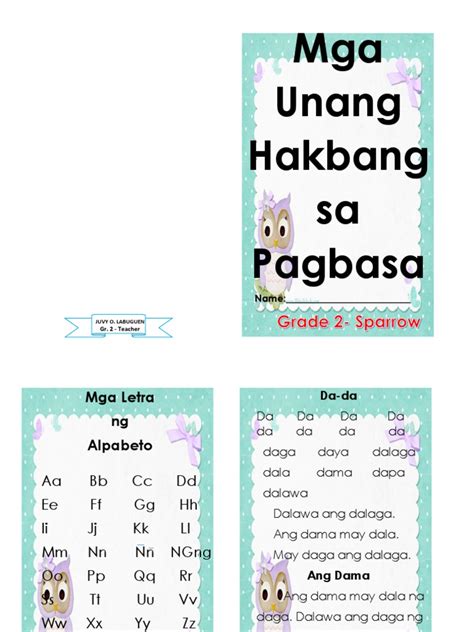 Unang Hakbang Sa Pagbasa Unang Hakbang Sa Pagbasa Aralin 1 Reading