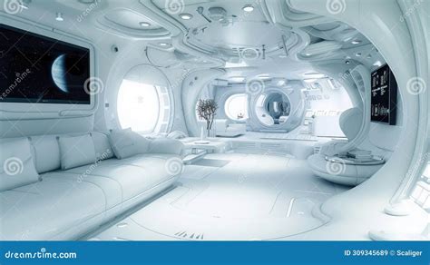 Inside Futuristic Spaceship Cockpit Modern Cabin With Control Panels And Dashboard Interior Of