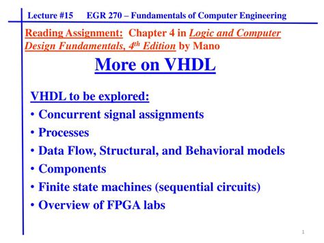 Ppt Lecture 15 Egr 270 Fundamentals Of Computer Engineering