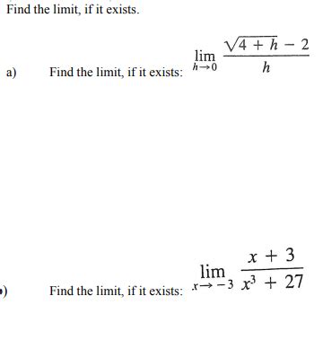 Solved Find The Limit If It Exists A Find The Limit If Chegg Com