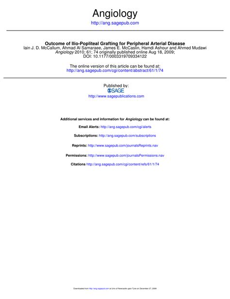 Pdf Outcome Of Ilio Popliteal Grafting For Peripheral Arterial Disease