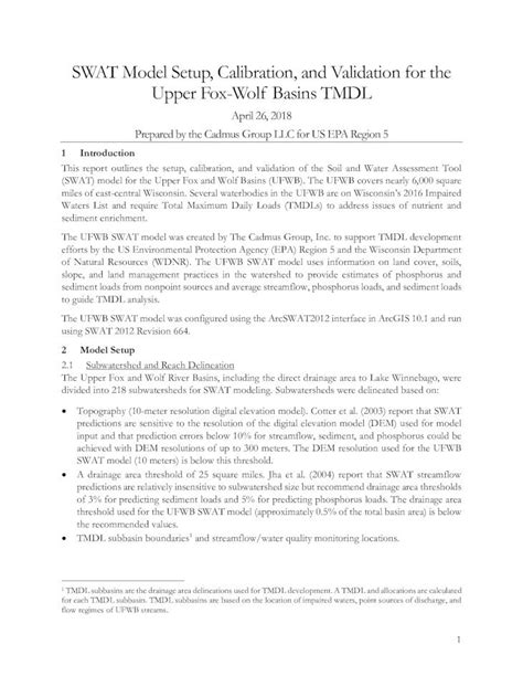 Pdf Swat Model Setup Calibration And Validation For The €¦ · 26