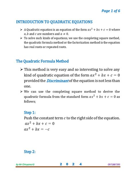 Introduction To Quadratic Equations 122726 Pdf Quadratic Equation Numerical Analysis