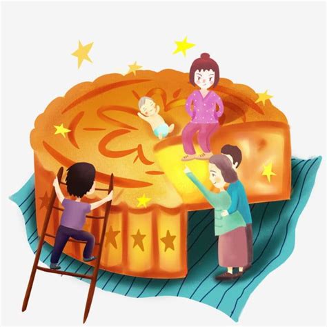 中秋 團圓 抽象 月餅 中秋節快樂 漫畫 玉兔 雲朵素材圖案，psd和png圖片免費下載 Moon Cake Mid Autumn