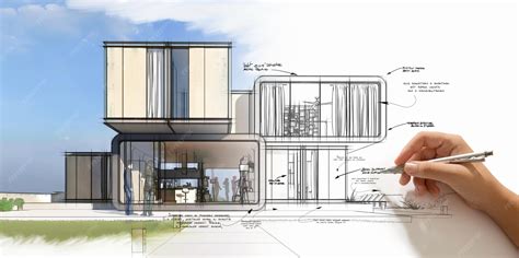 Premium Photo 3d Rendering Of The Architecture Creative Process From Hand Drafting To Ended