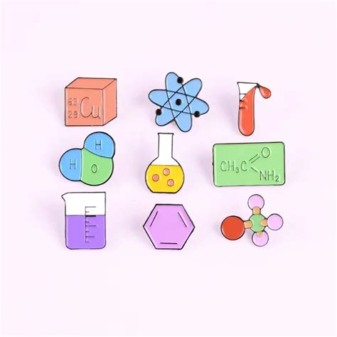 사용자 정의 화학 방정식 과학 실험 배지 원뿔 플라스크 분자 구조 브로치 옷깃 핀 과학 보석 선물브로치 Aliexpress