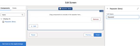 how to use the new repeater component in screen flow salesforce time