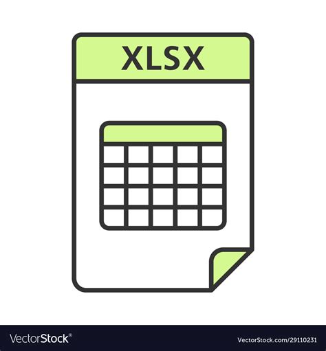 Xlsx File Color Icon Spreadsheet File Format Vector Image