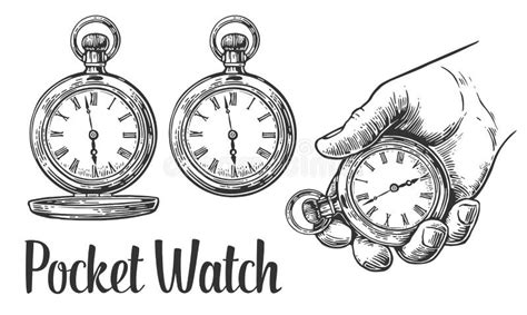 Reloj De Bolsillo Antiguo Ilustración Del Vector Ilustración De Mano