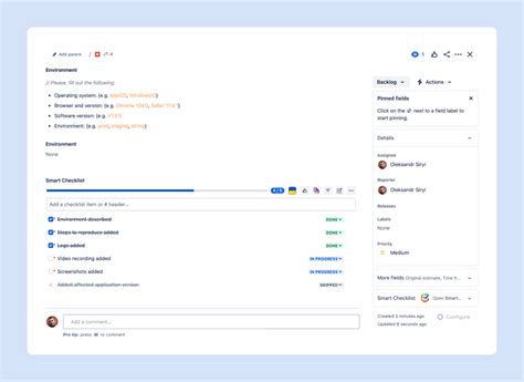 jira bug report template smart checklist blog
