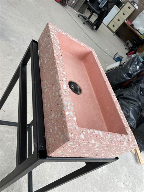 Handmade Pink Terrazzo Concrete Sink Luxury Modern Bathroom Basin