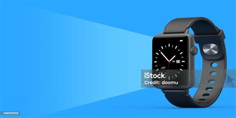 시계 화면 조명 모양의 디자인을 위한 빈 공간이 있는 검은색 현대 스마트 시계 모형 3d 렌더링 컷아웃에 대한 스톡 사진 및 기타 이미지 Istock