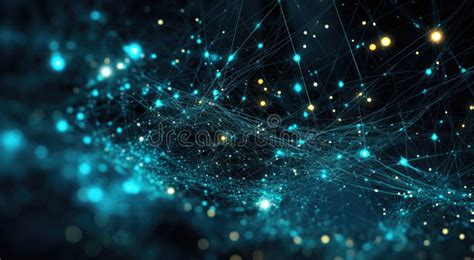 Plexus Effect The Luminous Dots Are Connected By Lines Stock