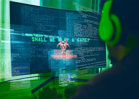 Computer Screen Programming Or Identity Theft With Hacker Man For