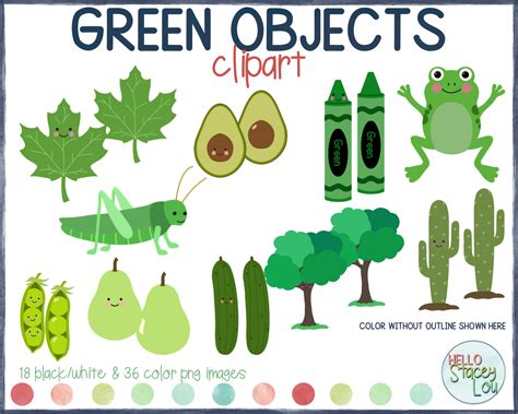 Green Objects Clipart Etsy