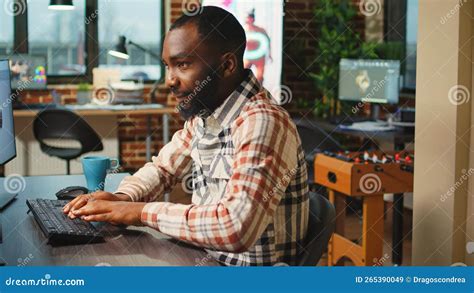 Young Creative Developer Working On 3d Engineering Or Cgi Stock Image