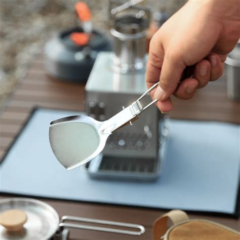 Badu Bg Сгъваема шпатула от неръждаема стомана Обръщач на храна Лопата за пържене Барбекю Пикник