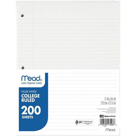 Mead Notebook Filler Paper Letter