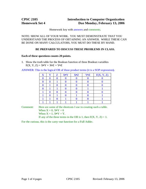 Assignment 4 Questions With Solutions Computer Organization Cpsc