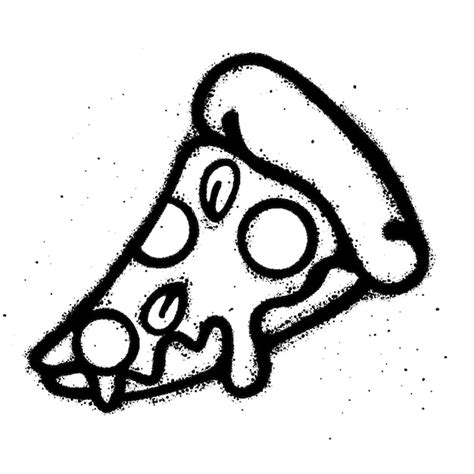 색 배경에 고립 된 그래피티 스프레이 피자 프리미엄 벡터