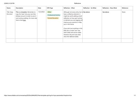 Free Template Cpd Log For Hcpc Paramedics And Nqps Article 999