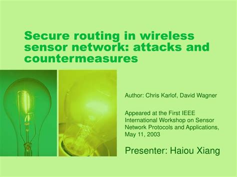 Ppt Secure Routing In Wireless Sensor Network Attacks And