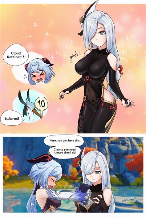 Ganyu Shenhe Xianyun And Cloud Retainer Genshin Impact Drawn By