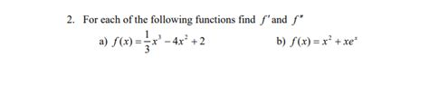 solved 2 for each of the following functions find f′ and