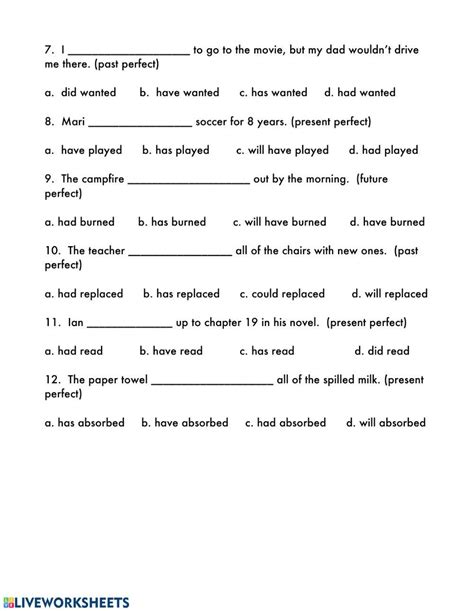 Past Perfect Verb Tense Worksheet Worksheets Library