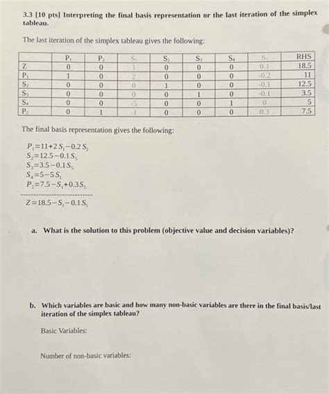 Solved 33 10pts Interpreting The Final Basis