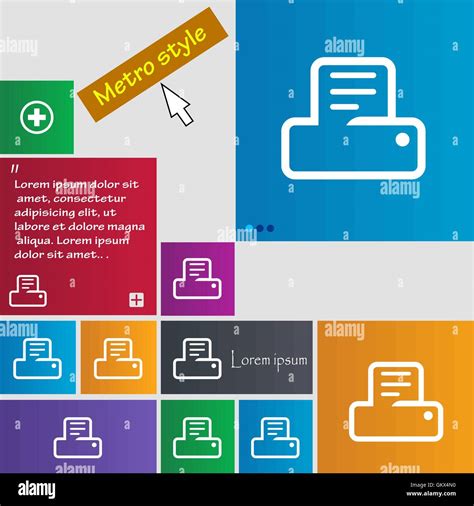 Printing Icon Sign Buttons Modern Interface Website Buttons With Cursor Pointer Vector Stock