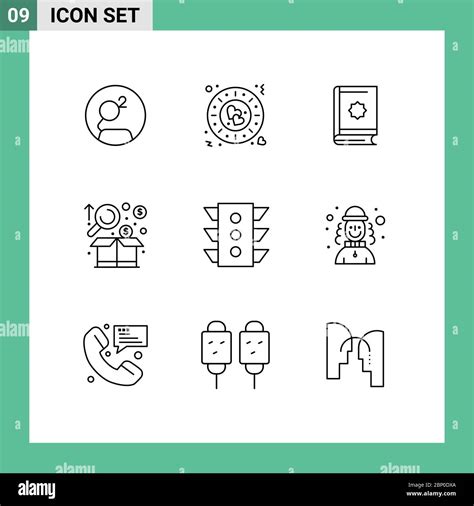 User Interface Pack Of 9 Basic Outlines Of Product Chart Quran Business Star Editable Vector