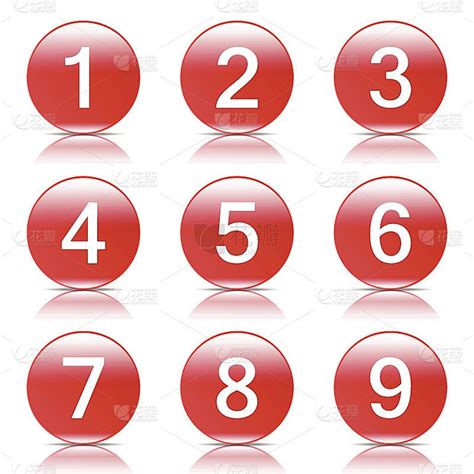 数字计数红色矢量按钮图标设计集