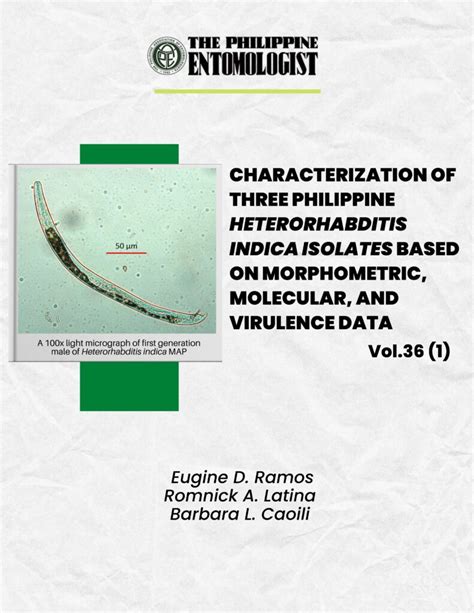 The Official Journal Of The Philippine Association Of Entomologists