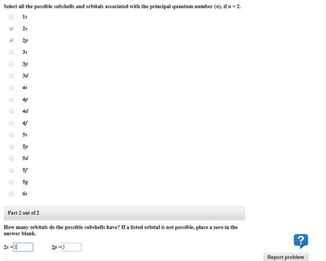 Solved Select All The Possible Subshells And Orbitals Chegg Com