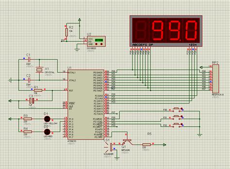 基于51单片机的ds18b20温度采集 数码管显示高低温报警 仿真程序 51单片机