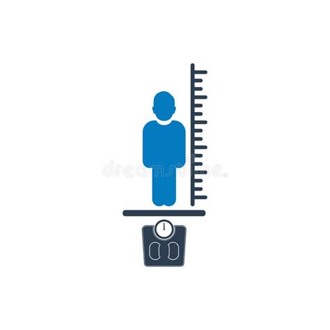 Body Mass Index Bmi Icon With Man Weight And Height Scale Symbols Stock Vector