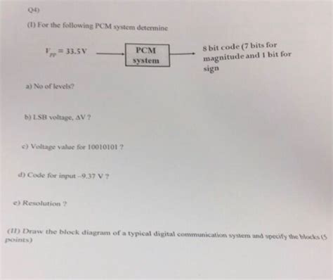 Solved 04 1 For The Following PCM System Determine Chegg Com